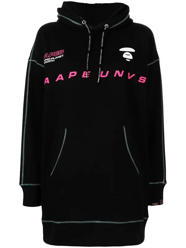 A BATHING APE Aape * Logo Print Hooded Dress