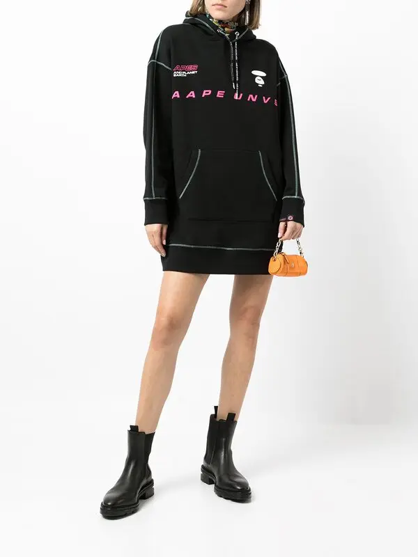 A BATHING APE Aape * Logo Print Hooded Dress