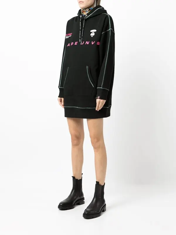 A BATHING APE Aape * Logo Print Hooded Dress