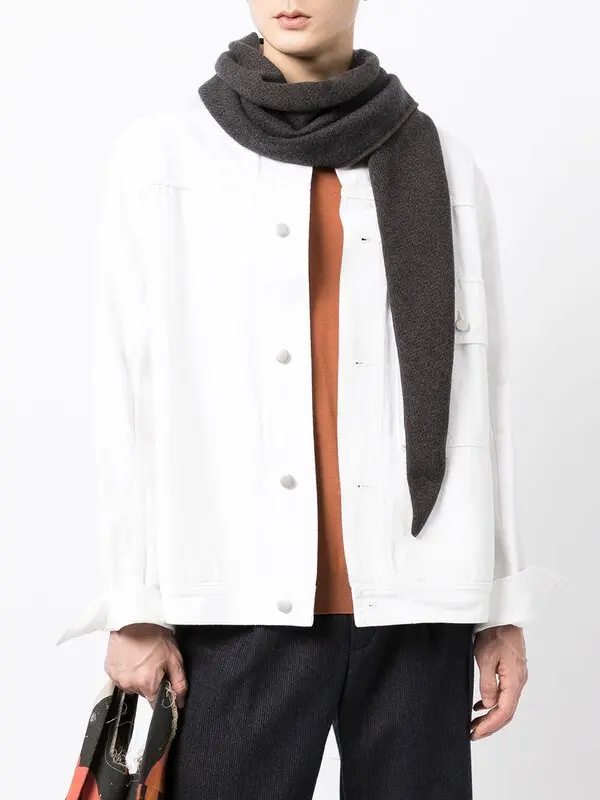 N.peal Herringone-pattern Cashmere Scarf