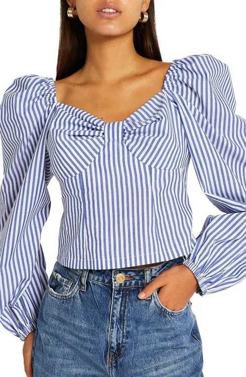 RIVER ISLAND Puff Sleeve Stripe Crop Top