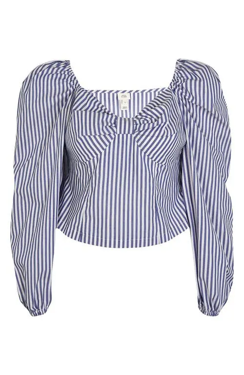 RIVER ISLAND Puff Sleeve Stripe Crop Top