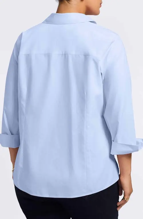 Foxcroft Taylor Three-quarter Sleeve Non-iron Shirt - Blue Wave