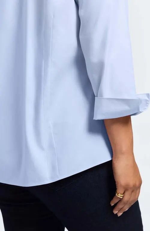 Foxcroft Taylor Three-quarter Sleeve Non-iron Shirt - Blue Wave