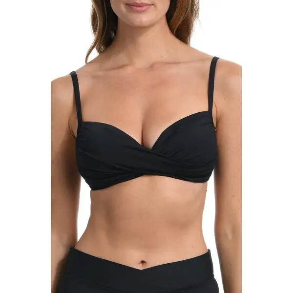 La Blanca Island Goddess Wrap Bikini Top - Black
