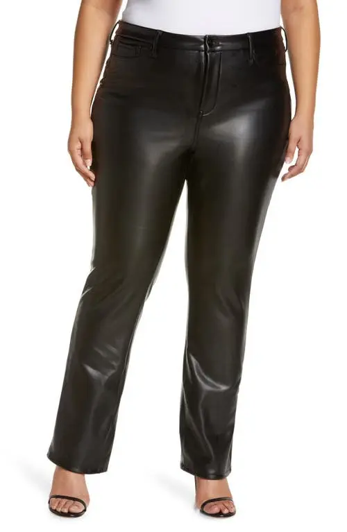 NYDJ Sculpt Her Marilyn Faux Leather Straight Leg Pants - Black