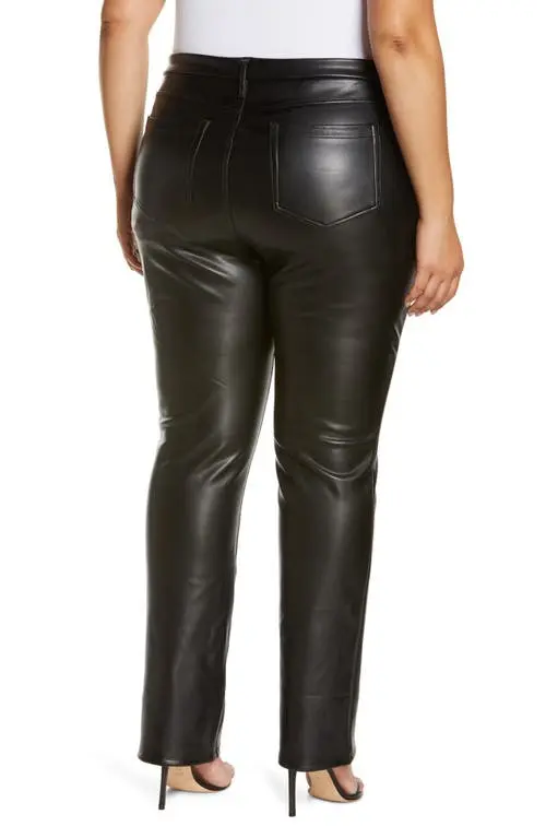 NYDJ Sculpt Her Marilyn Faux Leather Straight Leg Pants - Black