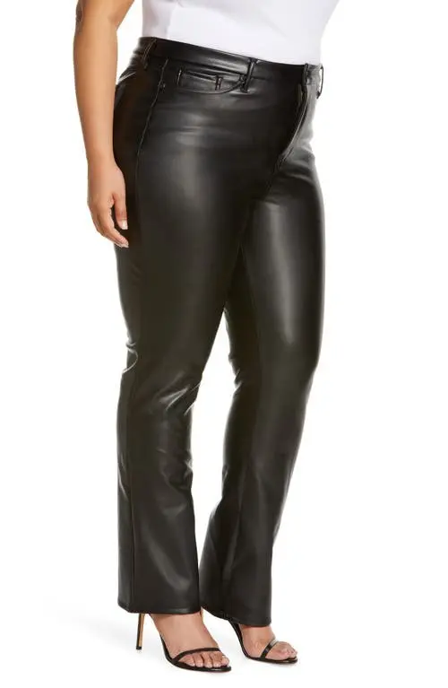 NYDJ Sculpt Her Marilyn Faux Leather Straight Leg Pants - Black