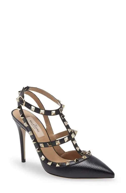 Valentino Garavani Rockstud Ankle Strap Pump - 0no Nero