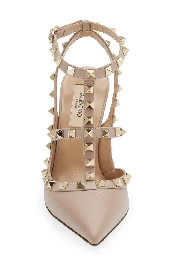 Valentino Garavani Rockstud Ankle Strap Pump - P45 Poudre