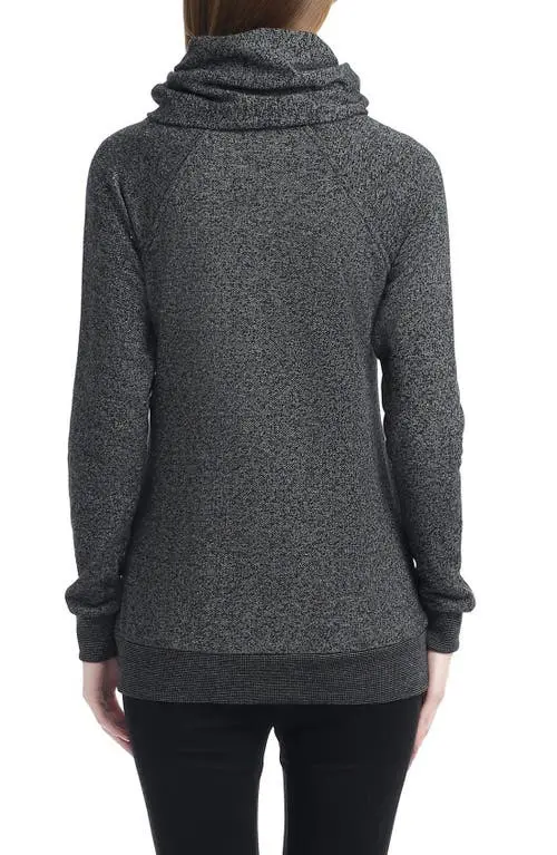 KIMI + KAI Thea Zip Collar Maternity Sweatshirt - Black