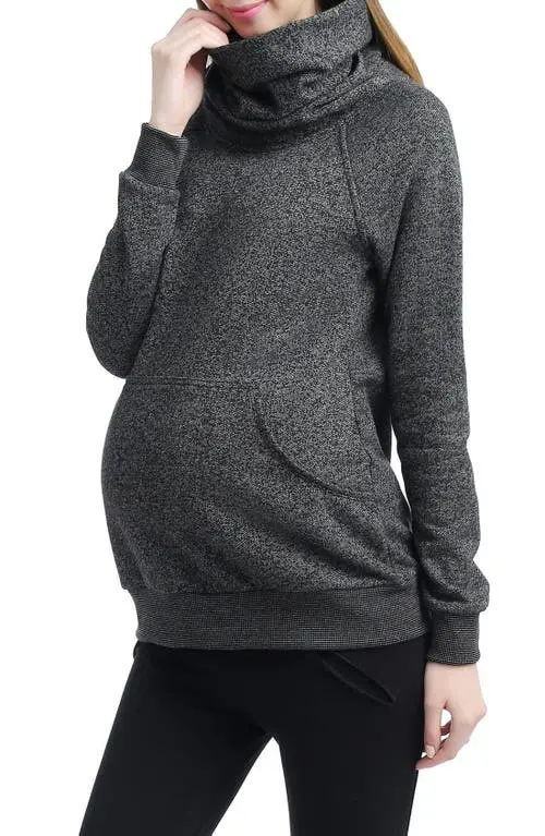 KIMI + KAI Thea Zip Collar Maternity Sweatshirt - Black