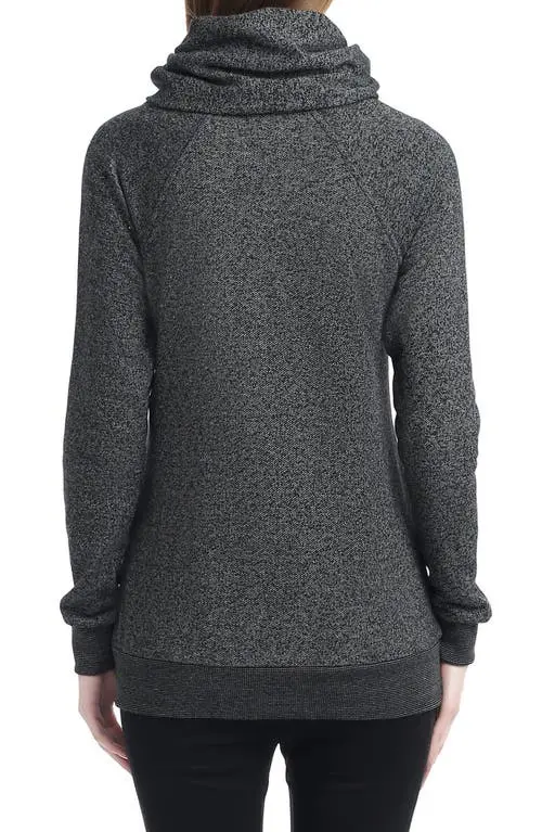 KIMI + KAI Thea Zip Collar Maternity Sweatshirt - Medium Gray