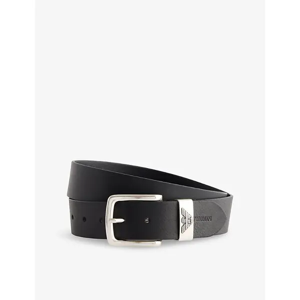 Emporio Armani Embossed Logo Leather Belt - Nero
