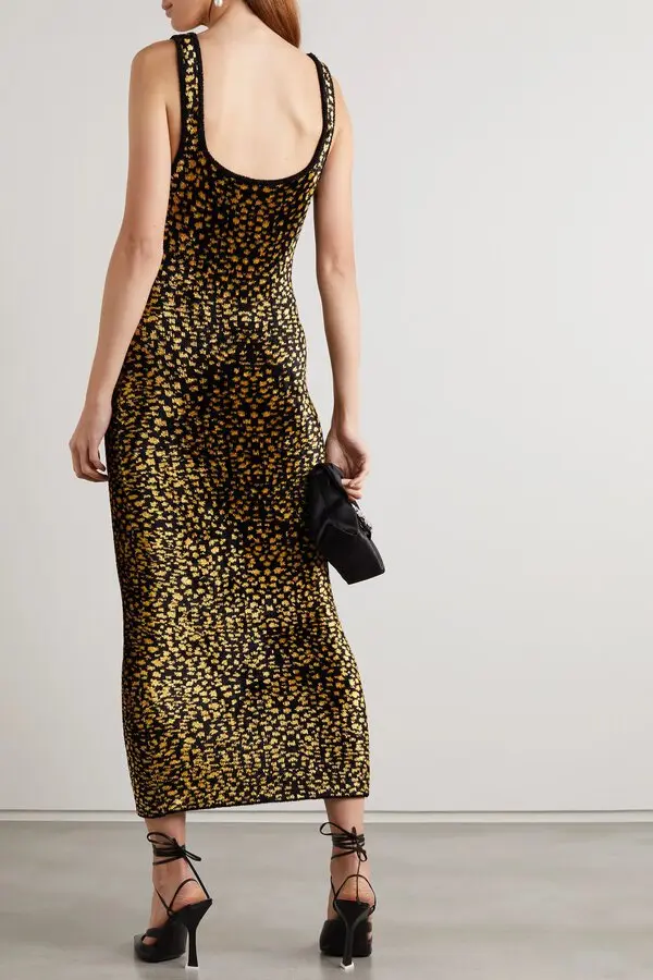 LANVIN Velvet-jacquard Leopard Print Midi Dress - Animal Print