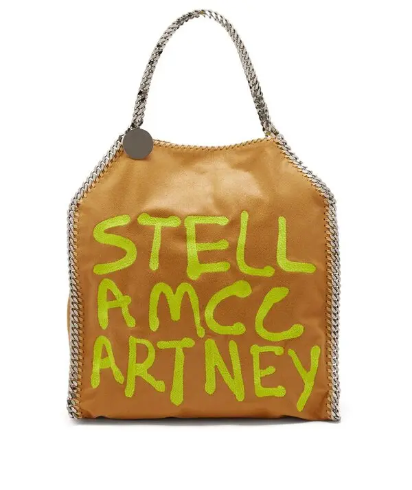 Stella McCartney The Falabella Mini Embroidered Vegetarian Brushed-leather Tote