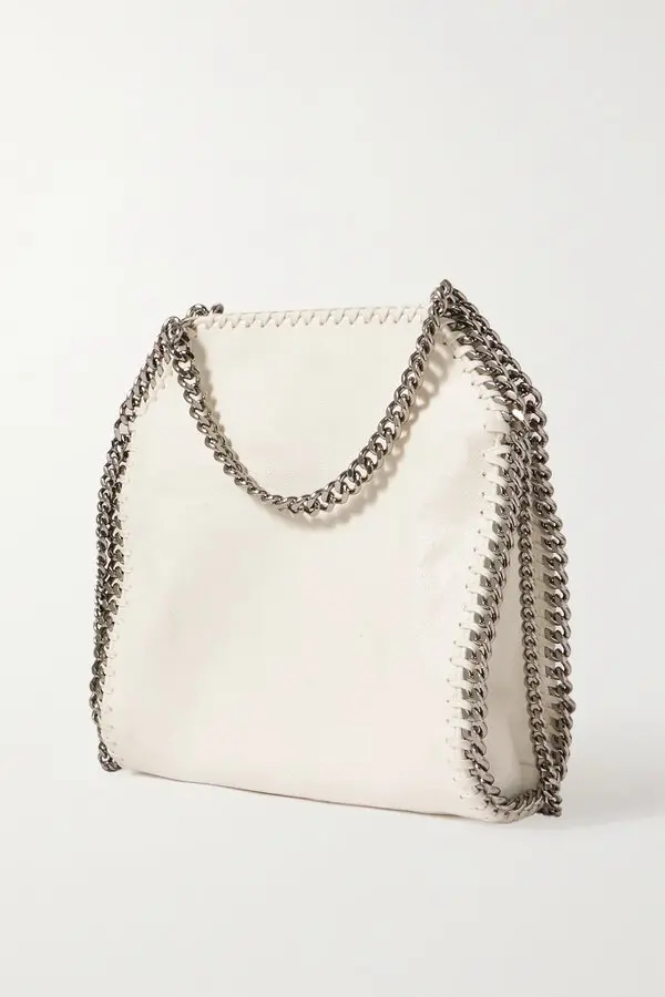 Stella McCartney The Falabella Mini Embroidered Vegetarian Brushed-leather Tote
