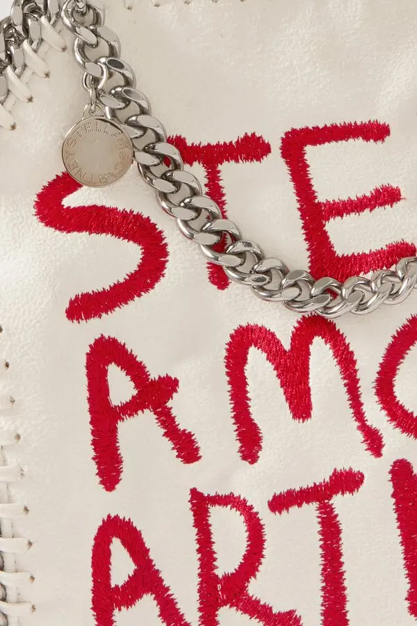 Stella McCartney The Falabella Mini Embroidered Vegetarian Brushed-leather Tote