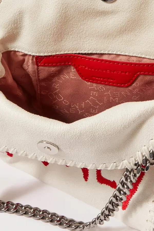 Stella McCartney The Falabella Mini Embroidered Vegetarian Brushed-leather Tote