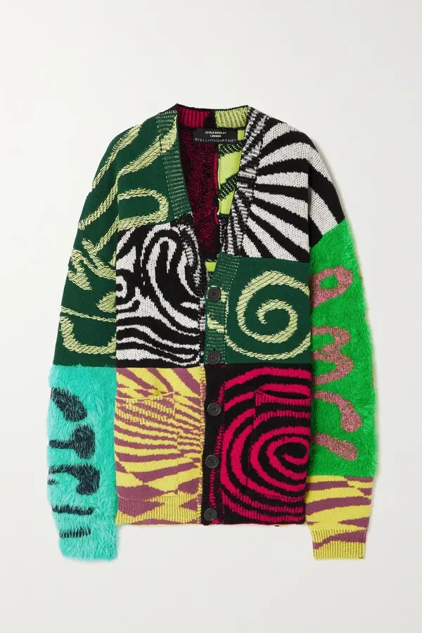 Stella McCartney Ed Curtis Patchwork Jacquard-knit Wool Cardigan