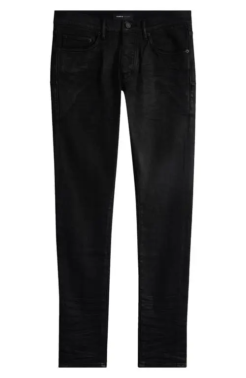 PURPLE BRAND Resin Coated Skinny Jeans - Black Resin