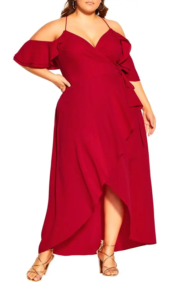 green emerald velvet dress City Chic Women's Plus Size Maxi Dress main image 1
