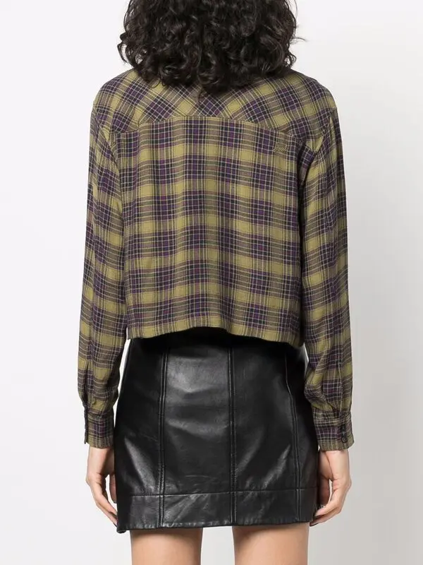 DIESEL® Check-print Wool-blend Cropped Shirt
