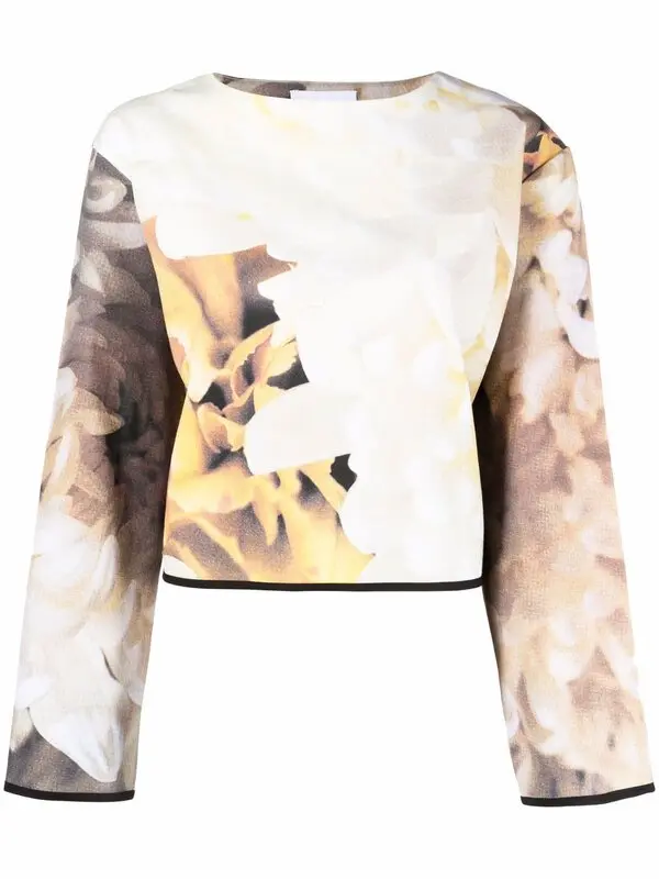 ATU BODY COUTURE Floral-print Crew Neck Sweatshirt - Neutrals