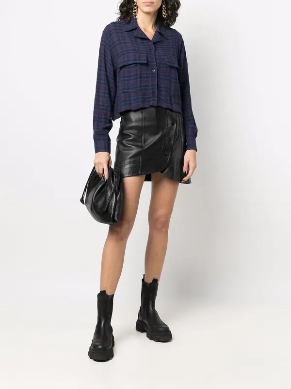 DIESEL® Check-print Wool-blend Cropped Shirt