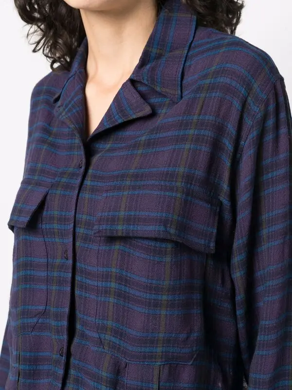 DIESEL® Check-print Wool-blend Cropped Shirt
