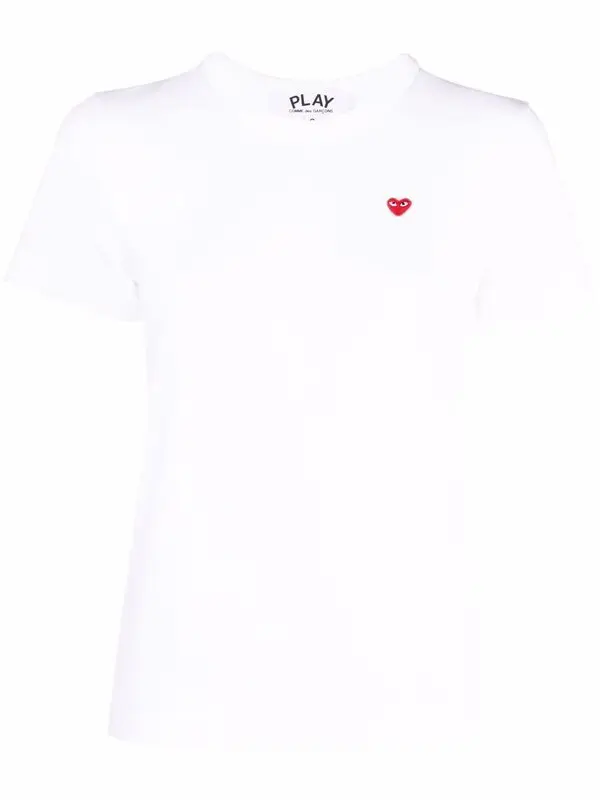 Play Comme Des Garcon Logo-patch Cotton T-shirt - White