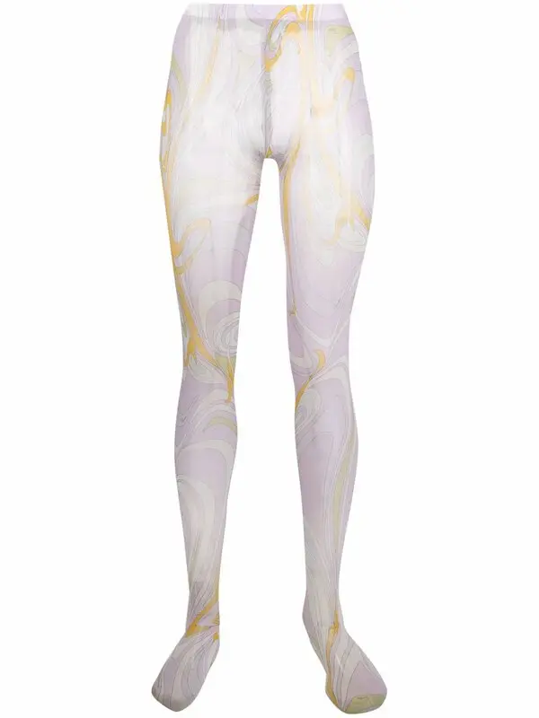 Emilio Pucci Semi-sheer Graphic-print Tights - Purple