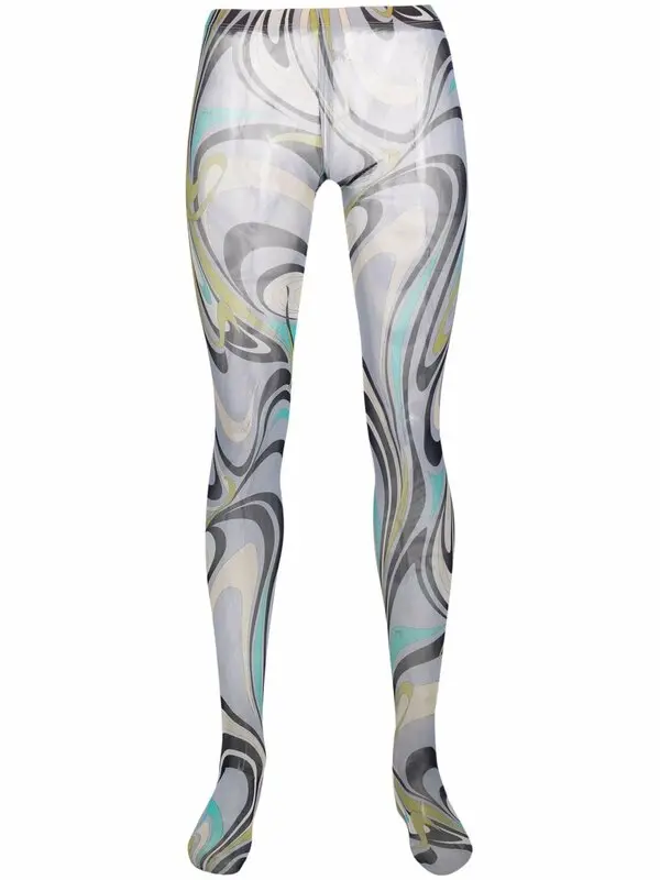 Emilio Pucci Semi-sheer Graphic-print Tights - Blue