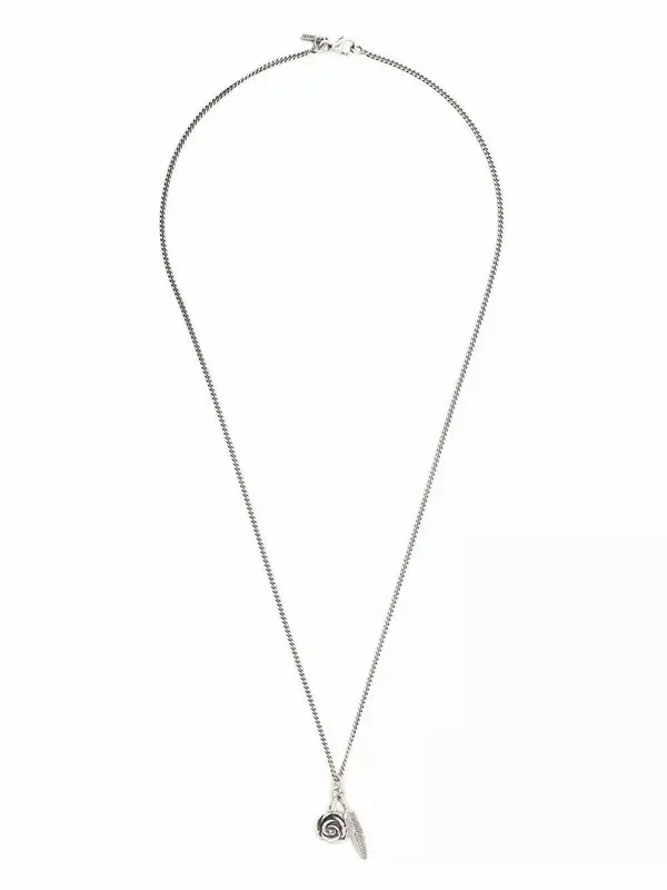 Emanuele Bicocchi Rose And Feather Pendant Necklace