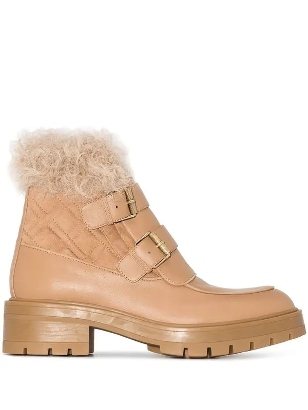 AQUAZZURA Ryan Faux-fur Buckle-strap Boots