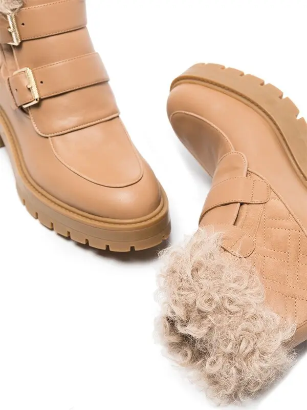 AQUAZZURA Ryan Faux-fur Buckle-strap Boots
