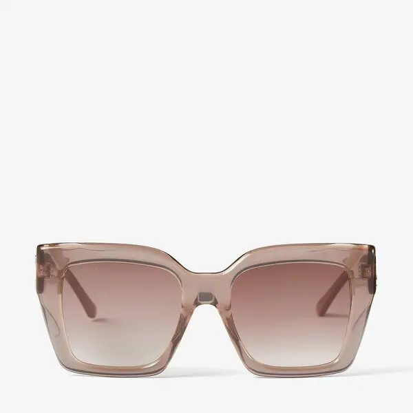 Jimmy Choo Eleni Glittered Nude Square-Frame Sunglasses With  display picture 1