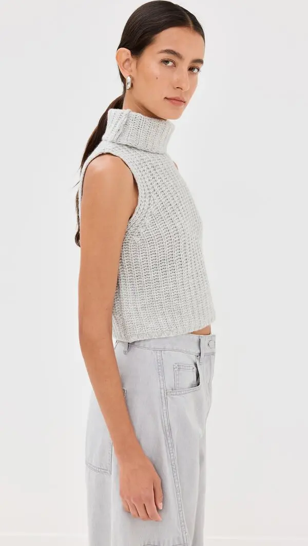Sablyn Saige Cashmere Turtleneck Sleeveless Sweater - Foggy