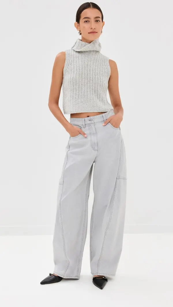 Sablyn Saige Cashmere Turtleneck Sleeveless Sweater - Foggy