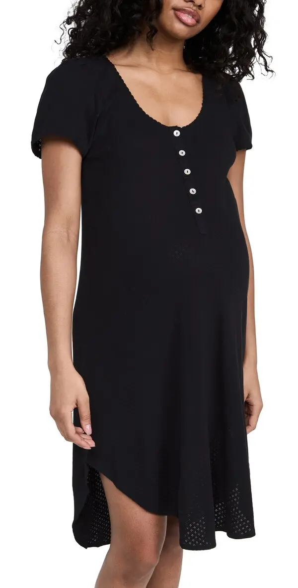 Hatch The Pointelle Nightgown - Black