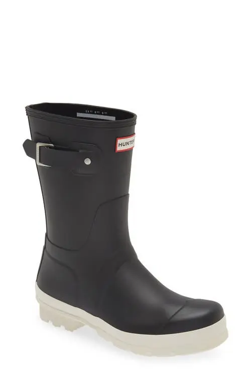 Hunter Original Short Waterproof Rain Boots - Black/white Willow