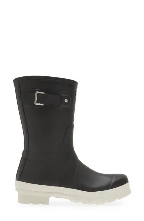 Hunter Original Short Waterproof Rain Boots - Black/white Willow