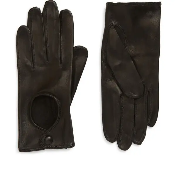 SEYMOURE Washable Leather Driver Gloves - Black
