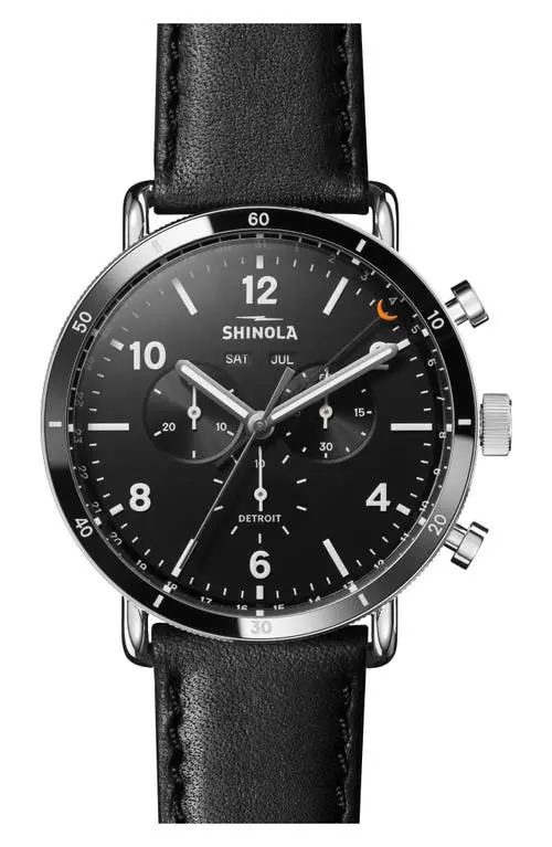 Shinola Canfield Sport Chronograph Strap Watch - Black/silver