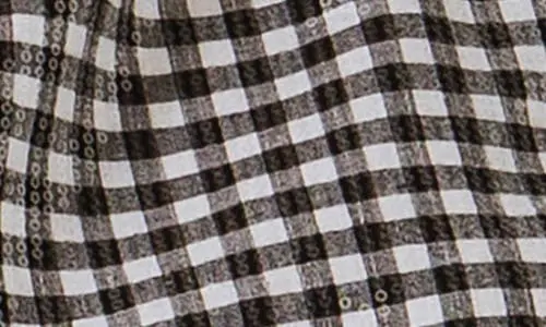 English Factory Sequin Gingham Top - Black/white