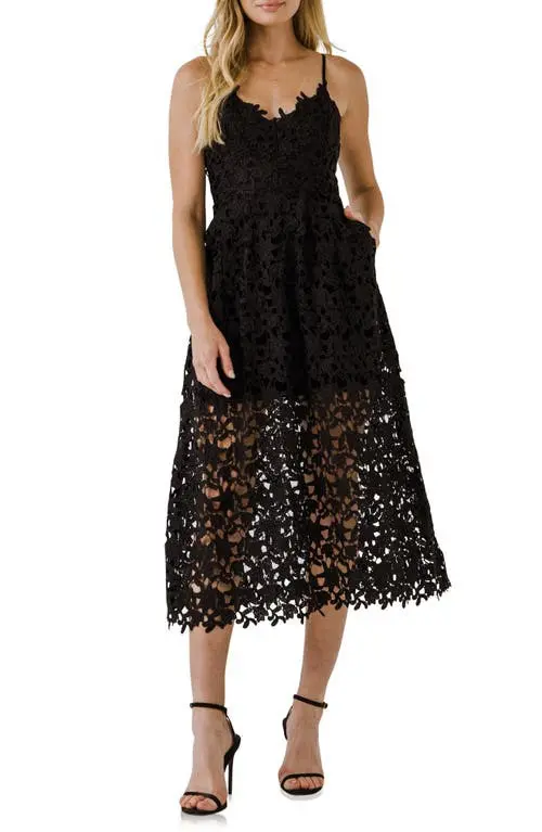 Endless Rose Lace Midi Dress - Black