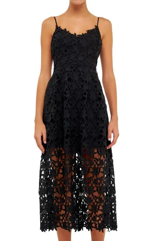 Endless Rose Lace Midi Dress - Black