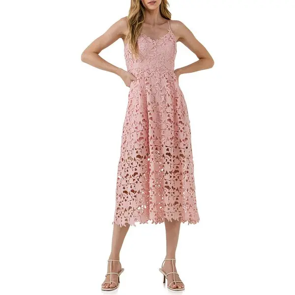 Endless Rose Lace Midi Dress - Blush