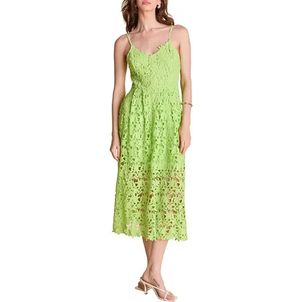 Endless Rose Lace Midi Dress - Lime
