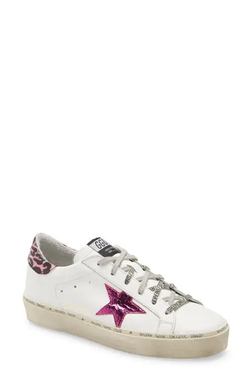 GOLDEN GOOSE Hi Star Platform Sneakers - Silver/white/pink/leopard